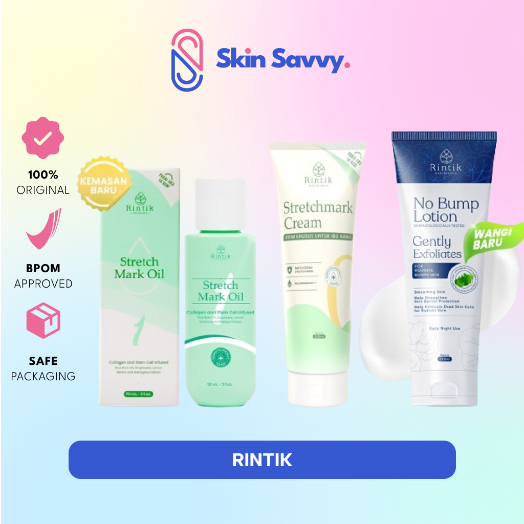 Jual Rintik Skincare - Stretch Mark Oil 90ml / Stretchmark Cream 200ml / No Bump Lotion 100ml ...