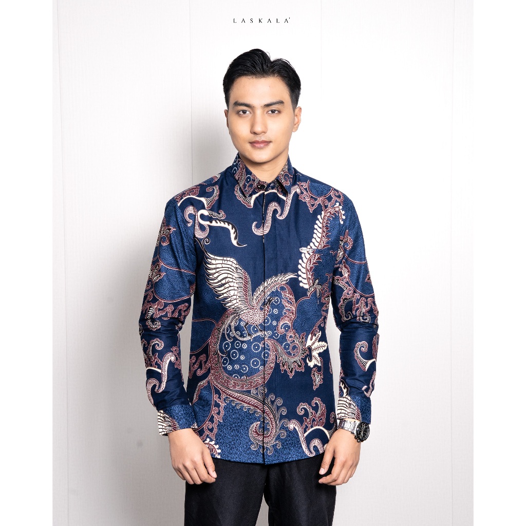 Jual Laskala Batik Premium Dahana Navy Kemeja Batik Pria Slimfit Lengan ...