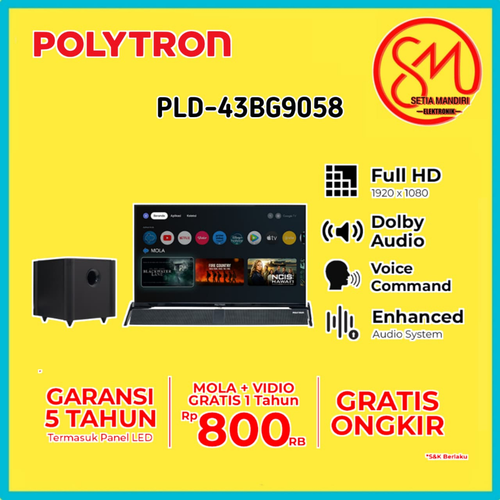 Jual POLYTRON Smart Google TV LED 43 inch PLD 43RG9059 / 43BG9058 ...