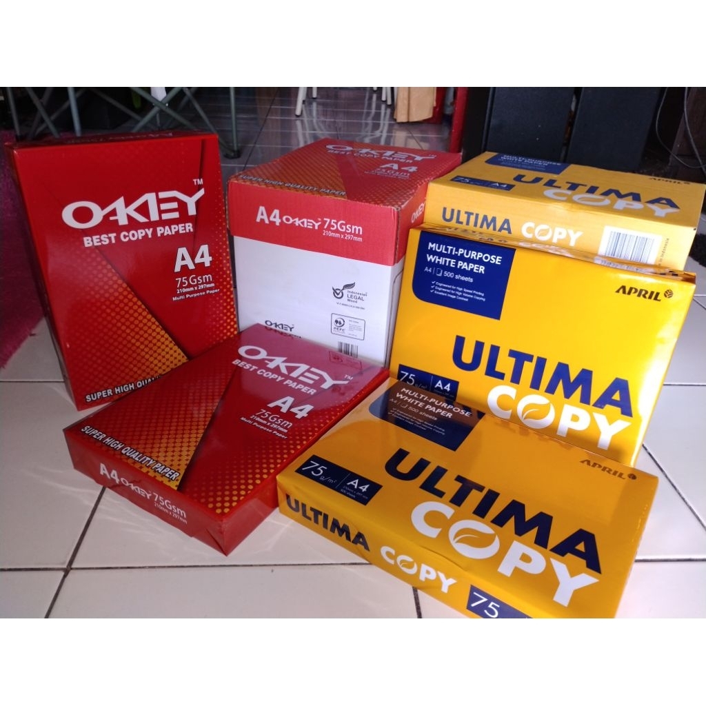 Jual Kertas HVS A4 210mm X 297mm 75gsm merk Ultima/Okey 500 lembar ...