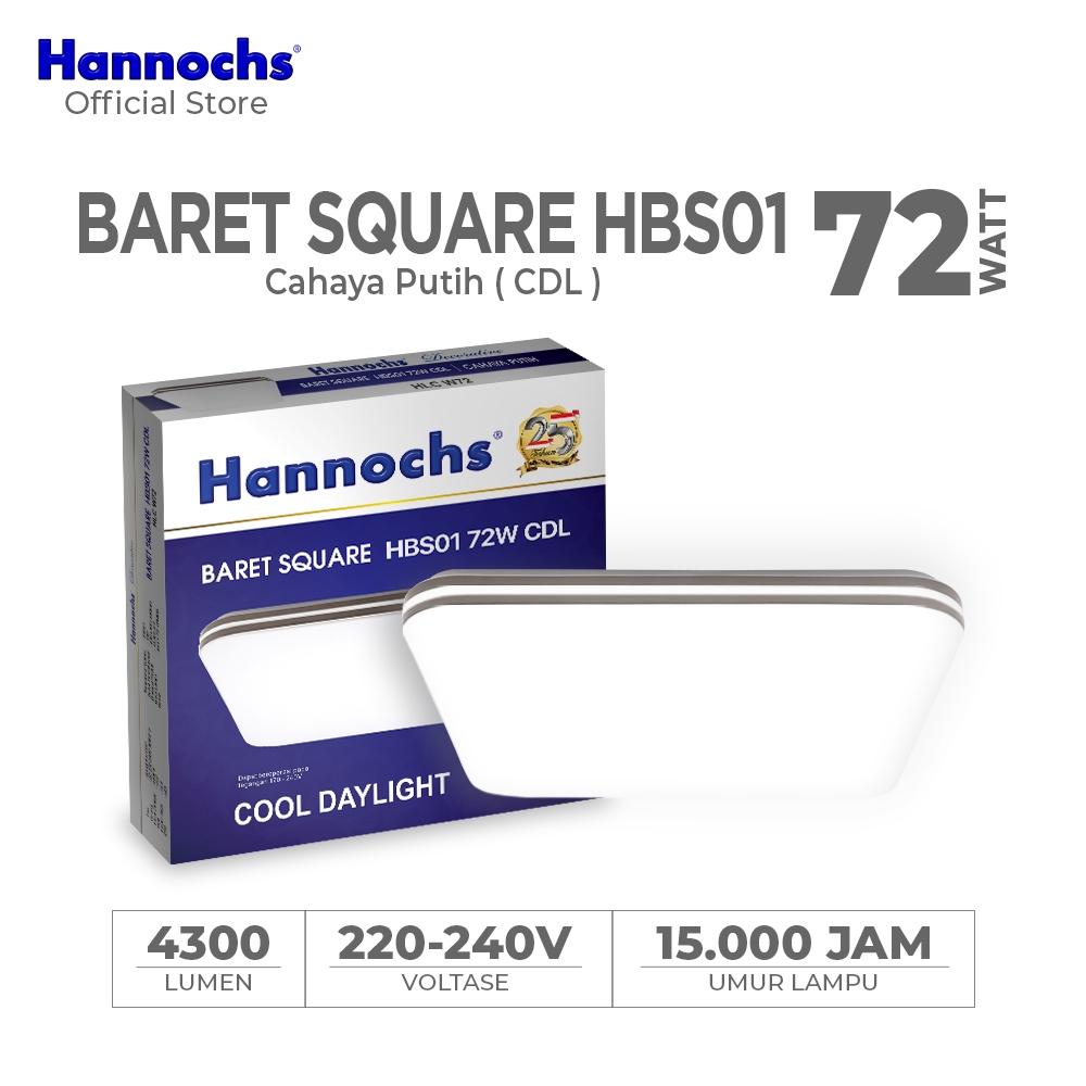 Jual Hannochs Lampu Downlight LED Baret Square HBS01 72W Cahaya Putih ...