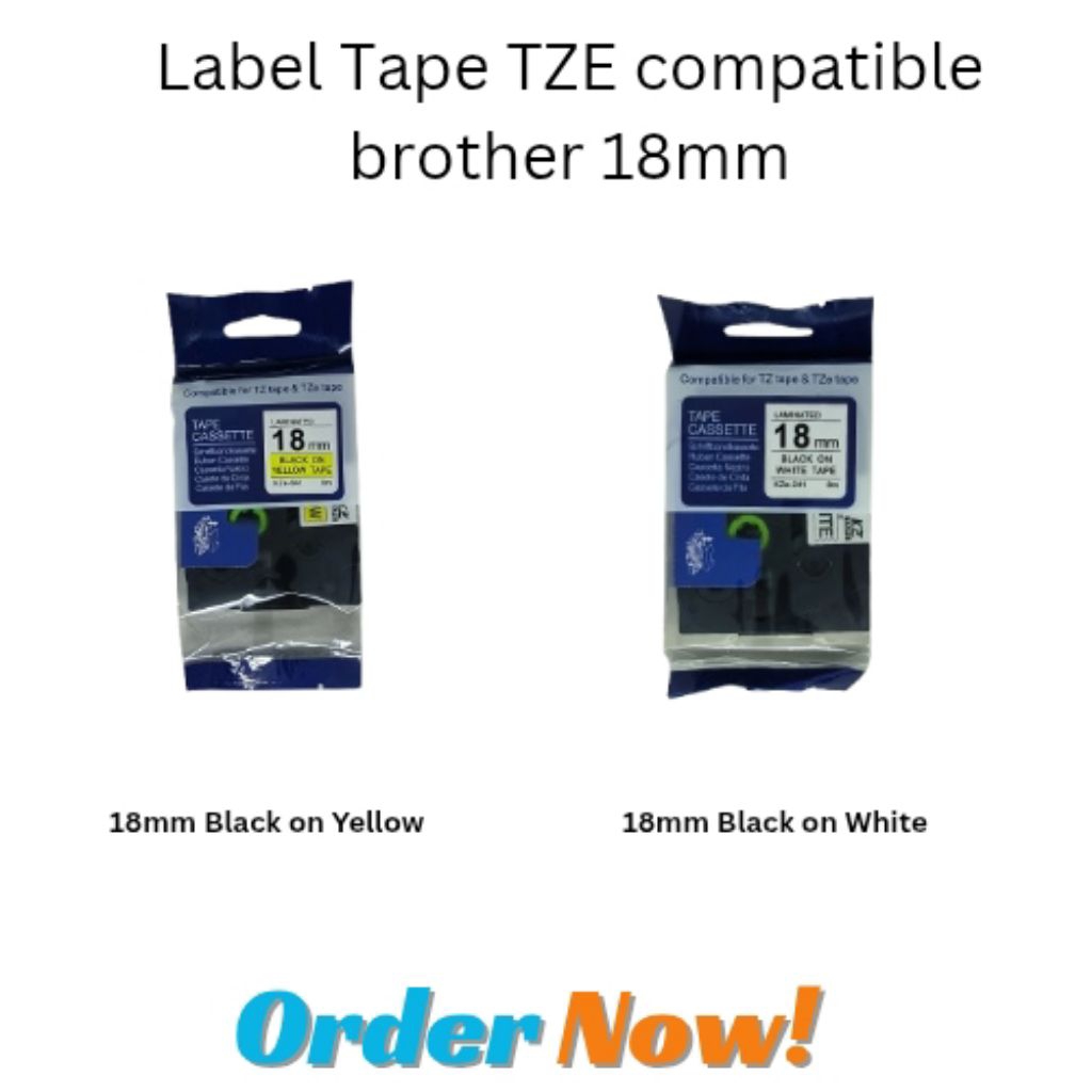 Jual Label tape TZE 241 TZE 641 compatible brother 18mm black on white ...
