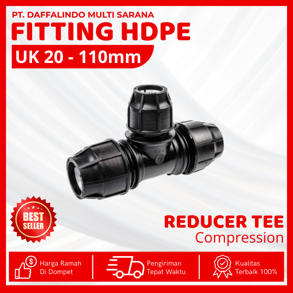 Jual Compression Reducer Tee Hdpe Ukuran 50x40mm | Sambungan Pipa Hdpe ...