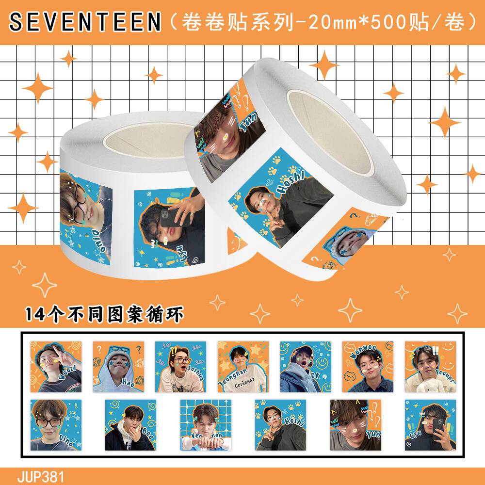 Jual 500 PCS SEVENTEEN SVT KERTAS STIKER GULUNG STICKER ROLL KPOP mail ...
