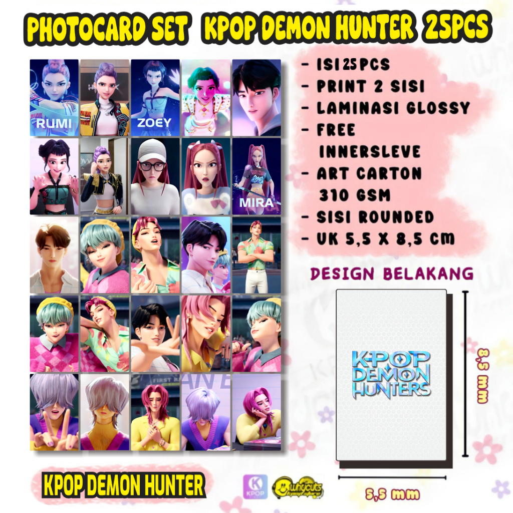 Jual 25PCS PC Photocard Set Kpop Demon Hunter Print 2 sisi laminasi glossy tebal tidak pudar ...