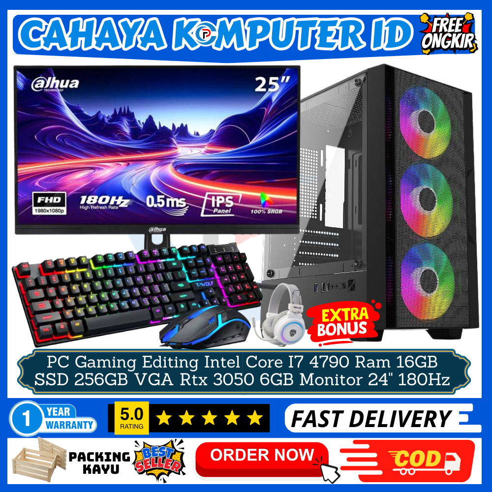 Jual PC Fulset Intel I7 4790 RAM 16GB SSD 256GB HDD 1TB VGA RTX 3050 ...