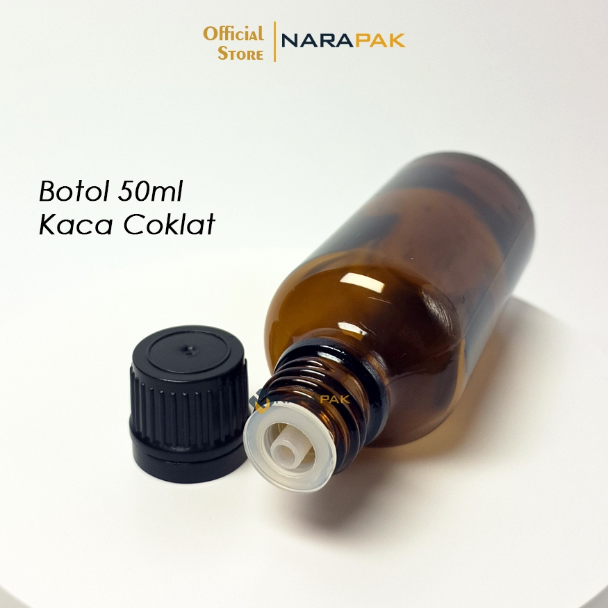 Jual Botol Kaca 50ml Coklat Amber Tebal BR Tutup Filler HITAM Tetes ...
