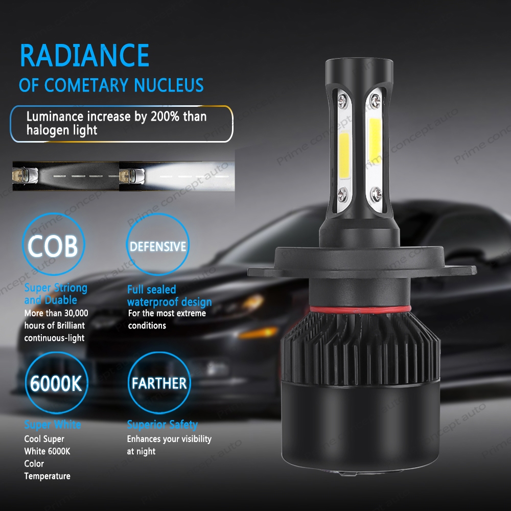 Jual 2 Buah Bohlam Lampu H4 LED COB X7 48 Watt Hi Lo Headlamp Mobil ...