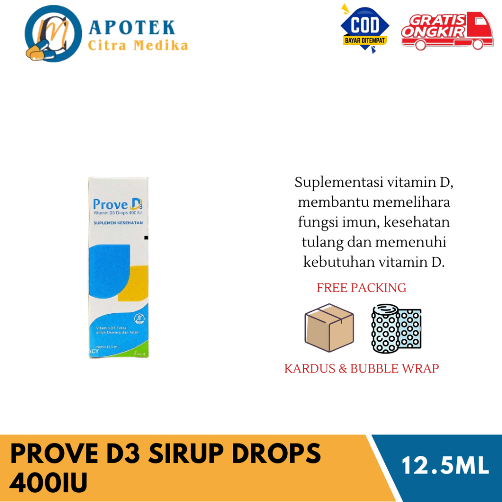 Jual Prove D3 𝐒𝐢𝐫𝐮𝐩 𝐃𝐫𝐨𝐩𝐬 𝟒𝟎𝟎𝐈𝐔 - Suplemen Vitamin D3 Untuk Memelihara ...