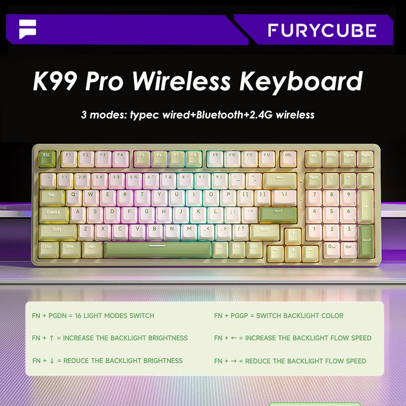 Jual FURYCUBE K99 PRO Wireless Keyboard Gaming RGB Gasket Structure ...