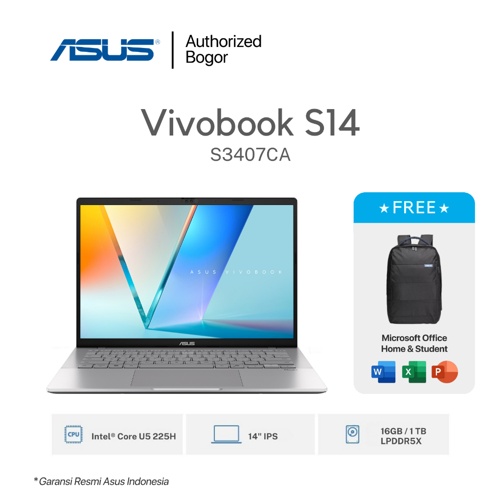 Jual ASUS Vivobook S14 S3407CA U5-225H 16GB/1TB 14" WUXGA IPS Garansi ...