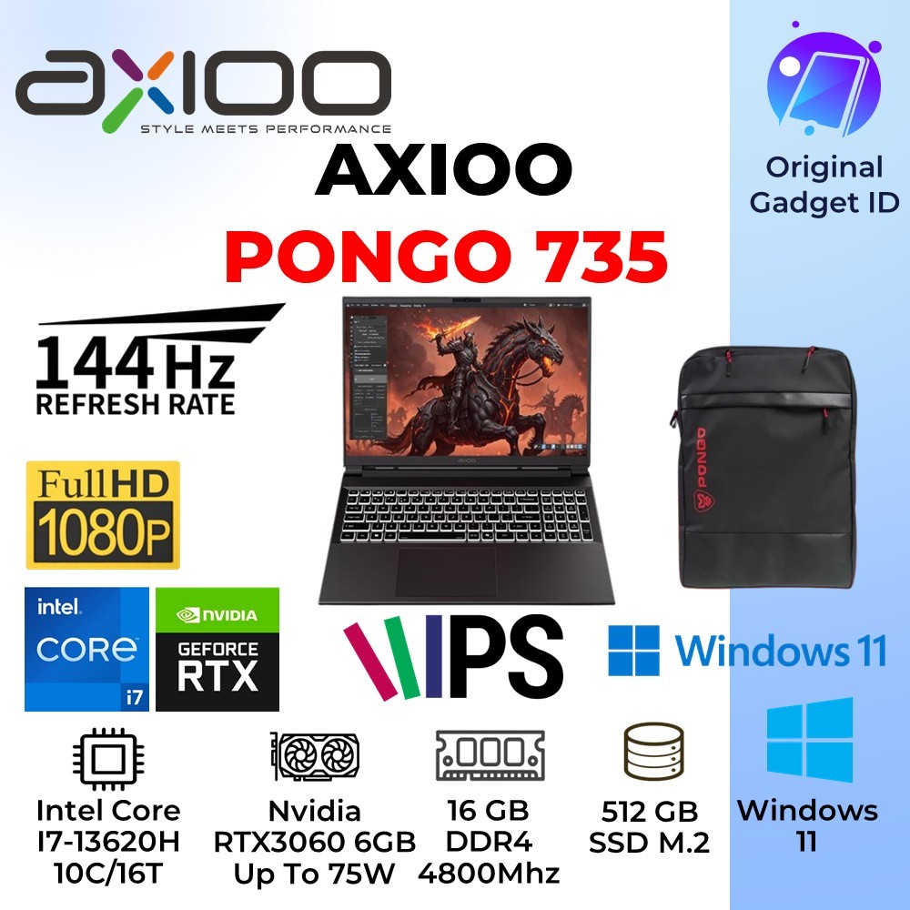 Jual AXIOO PONGO 735 GeForce RTX3050 - I7 13620H 16GB 512GB 15.6FHD ...