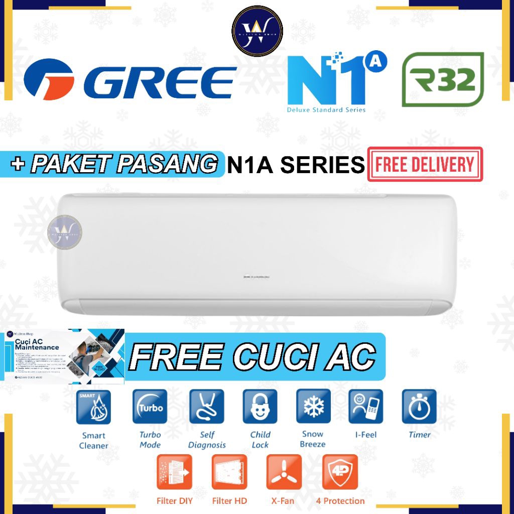 Jual AC Gree GWC-18N1A - 2 PK - N1A Series - Non Inverter - R32 ...