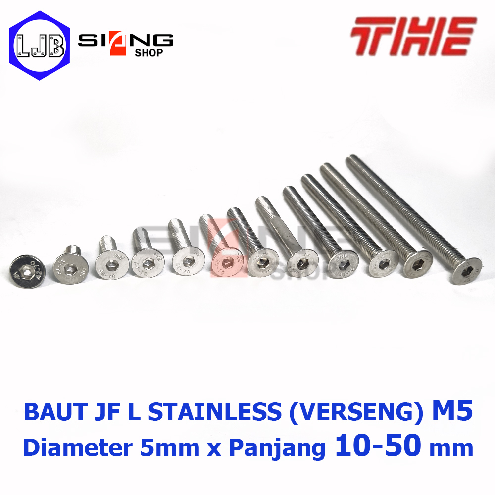 Jual Baut JF L M5 Stainless 304 THE A2-70 (Verseng) Panjang 10 sd 50 mm | Shopee Indonesia