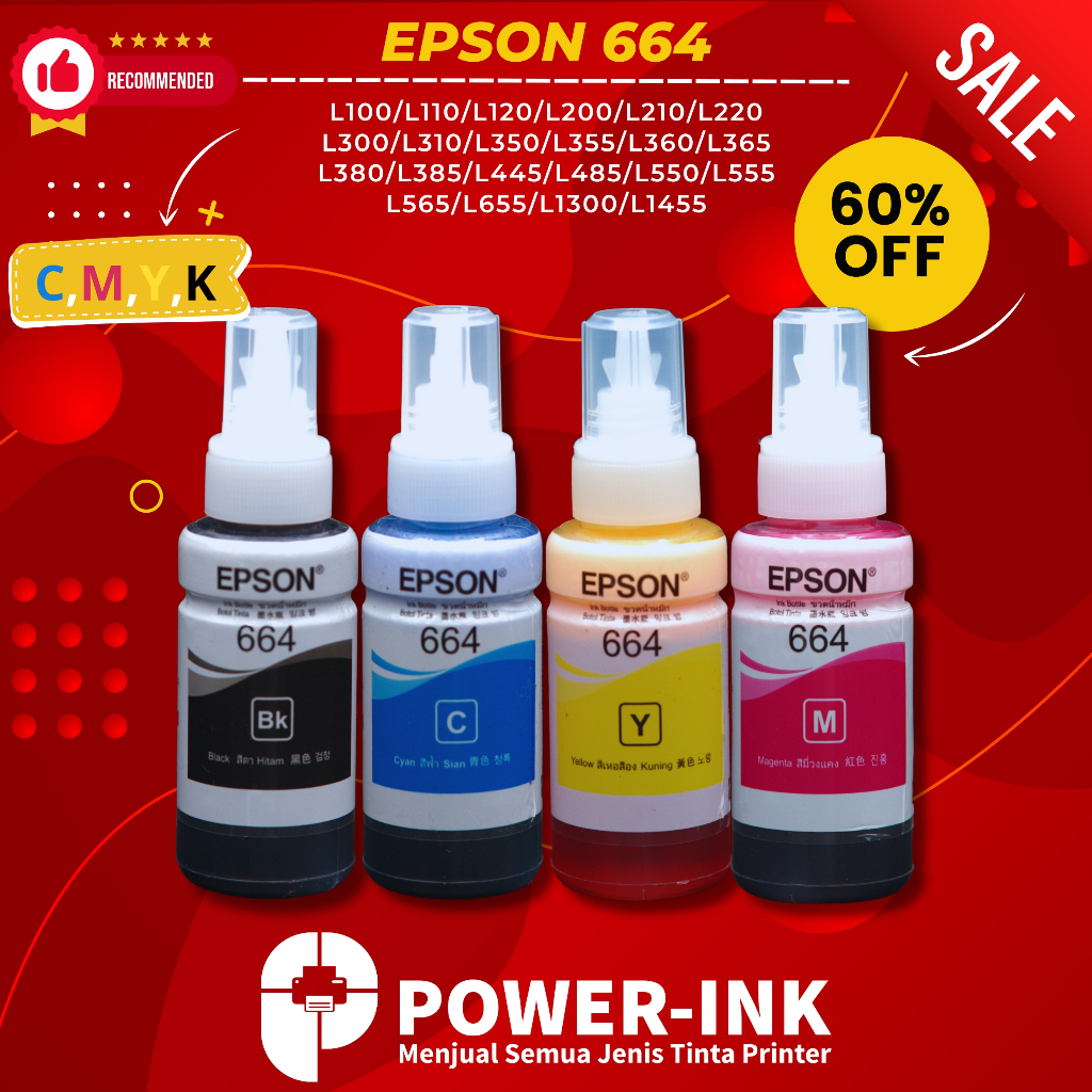Jual TINTA EPSON 664 PREMIUM (1SET) UNTUK PRINTER SERIES L100,L110,L120 ...