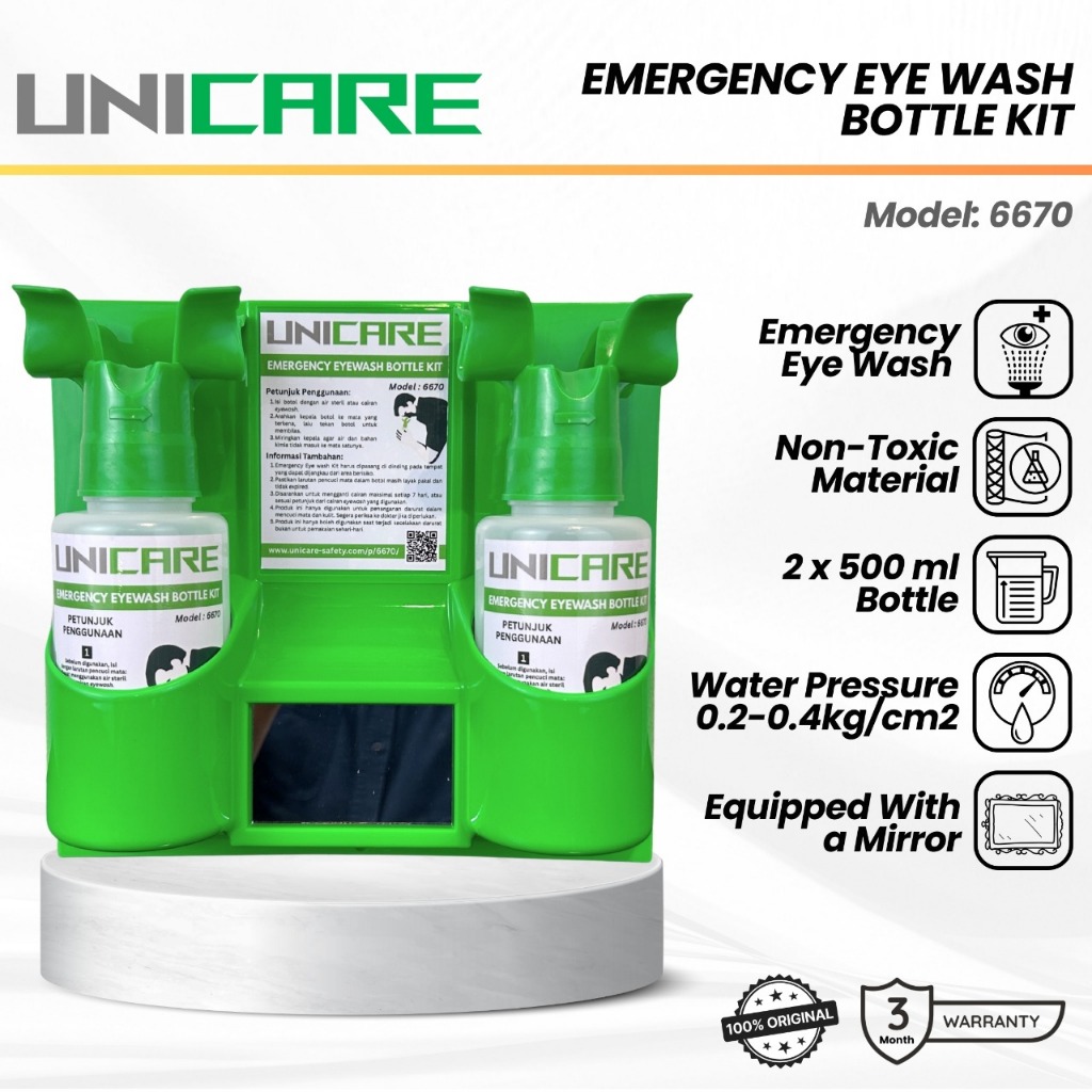 Jual UNICARE Eye Wash Bottle Kit Emergency – Alat Cuci Mata Portabel ...