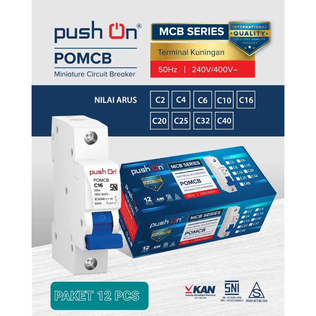 Jual Paket Grosir 12 Pcs Push On MCB 1P 2A 4A 6A 10A 16A 20A 25A 32A ...