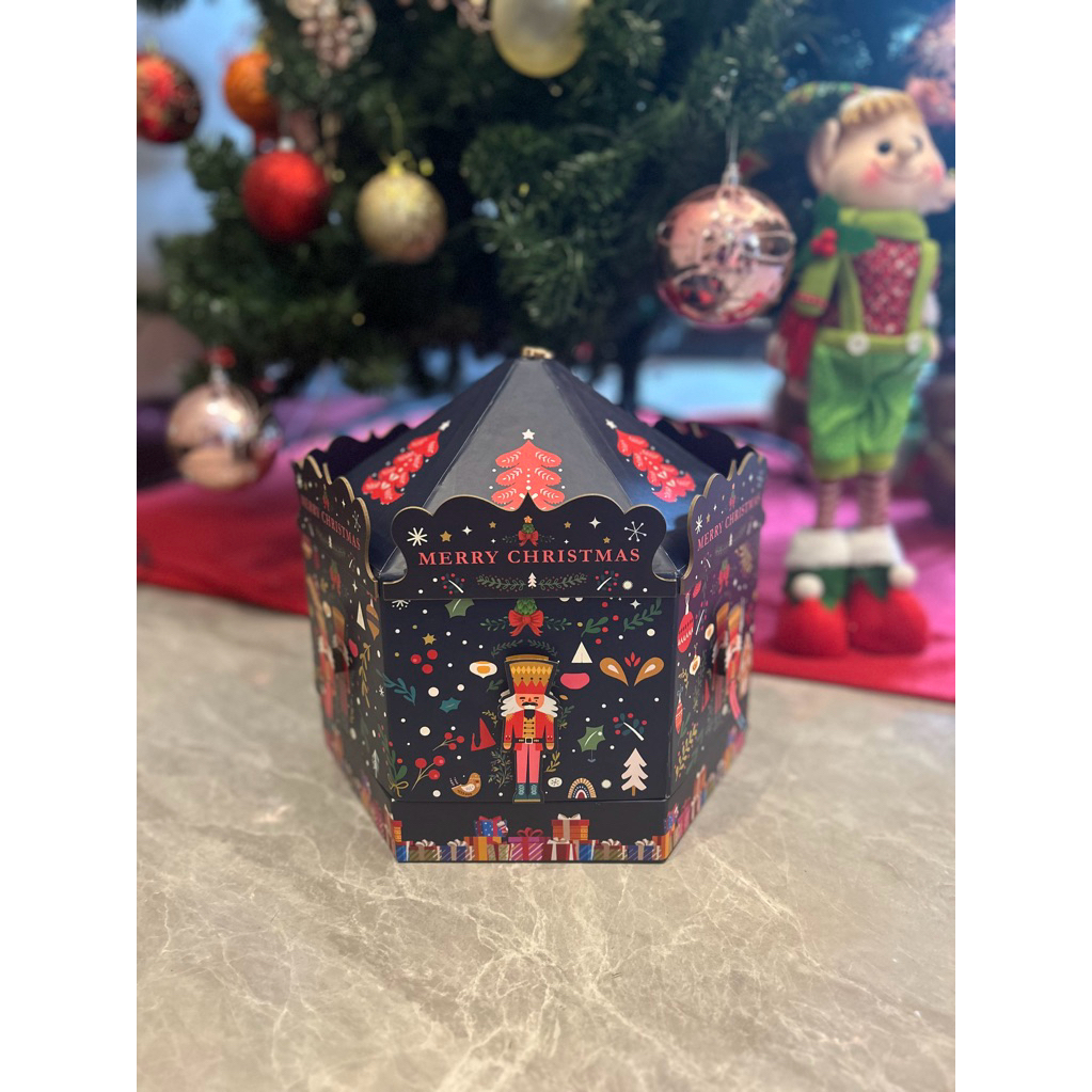 Jual Christmas Blue Carousel Festive Box | Premium Hampers Box | Custom ...