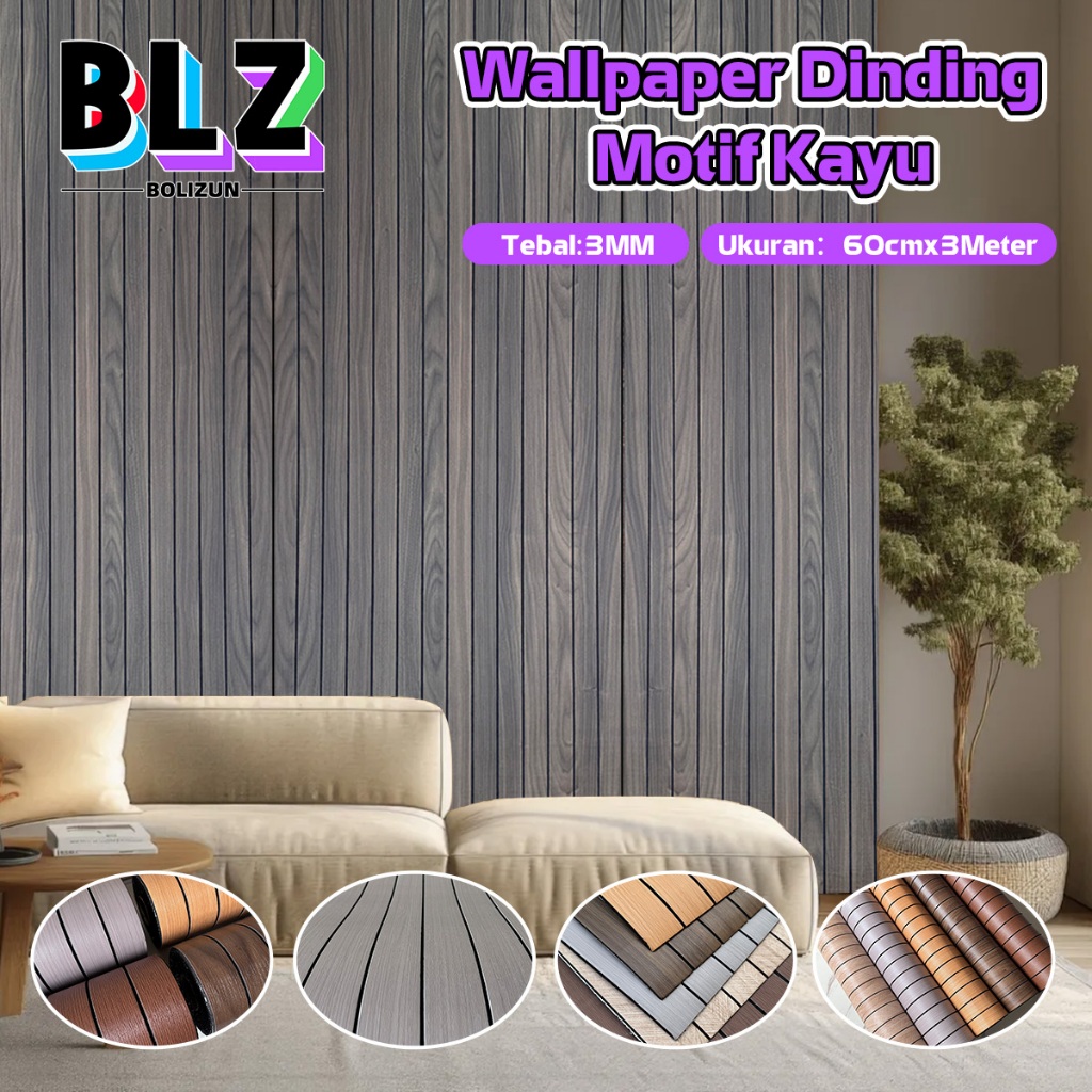 Jual BOLIZUN Wallpaper Dinding Motif Kayu Garis garis tekstur 3D ...