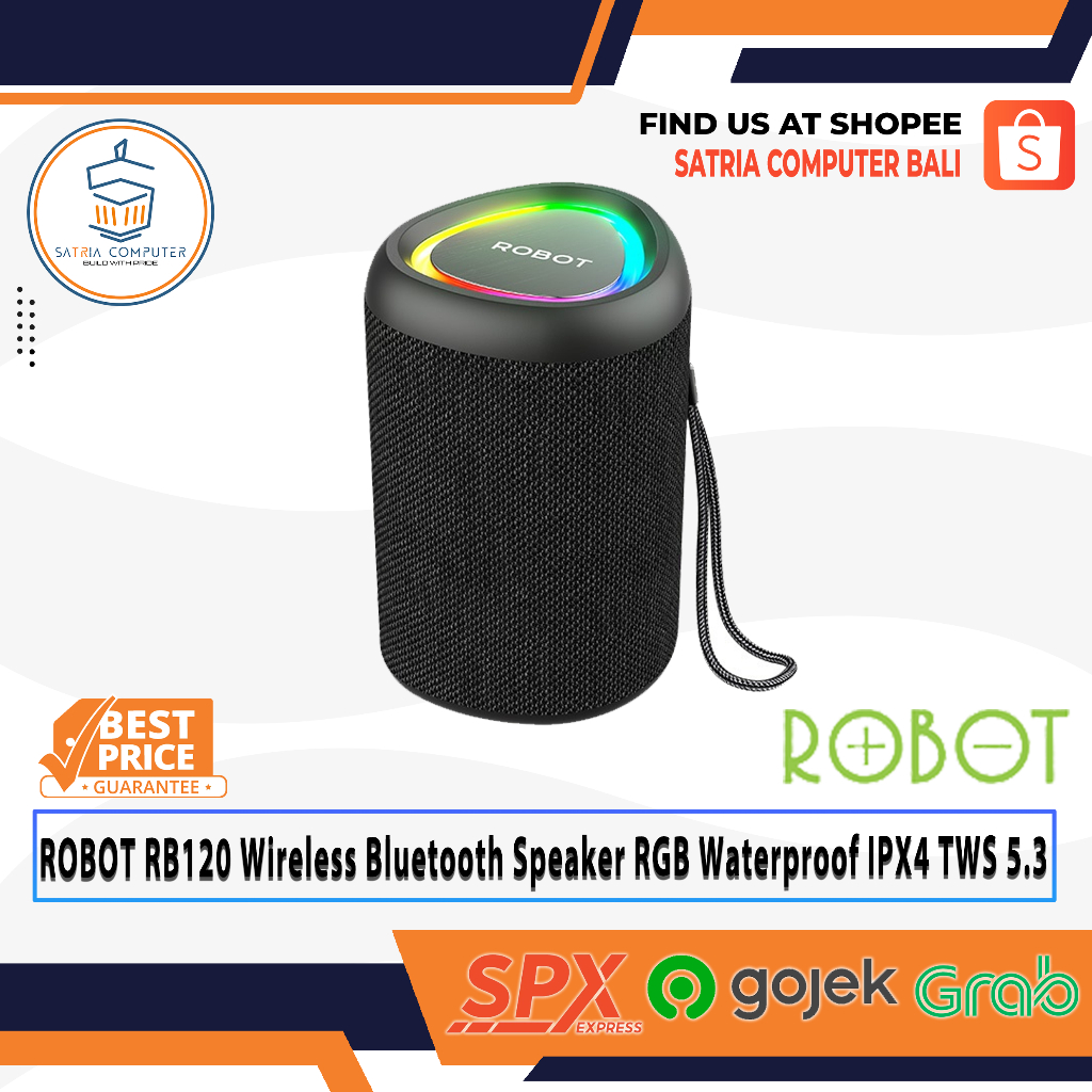 Jual ROBOT RB120 Wireless Bluetooth Speaker RGB Waterproof IPX4 TWS 5.3 ...