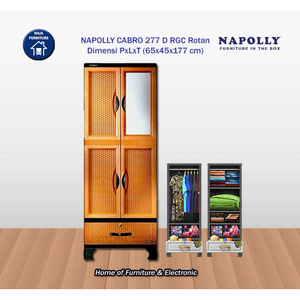 Jual NAPOLLY Lemari 2 Pintu Cermin Motif Rotan | Lemari Napolly CABRO ...