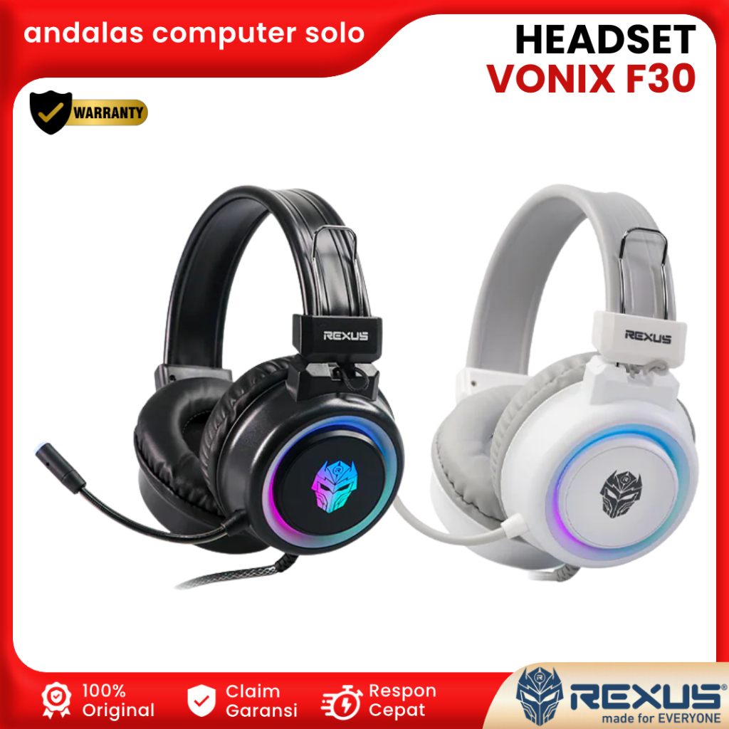 Jual HEADSET HEADPHONE GAMING REXUS VONIX F30 RGB SPLITTER MICROPHONE ...