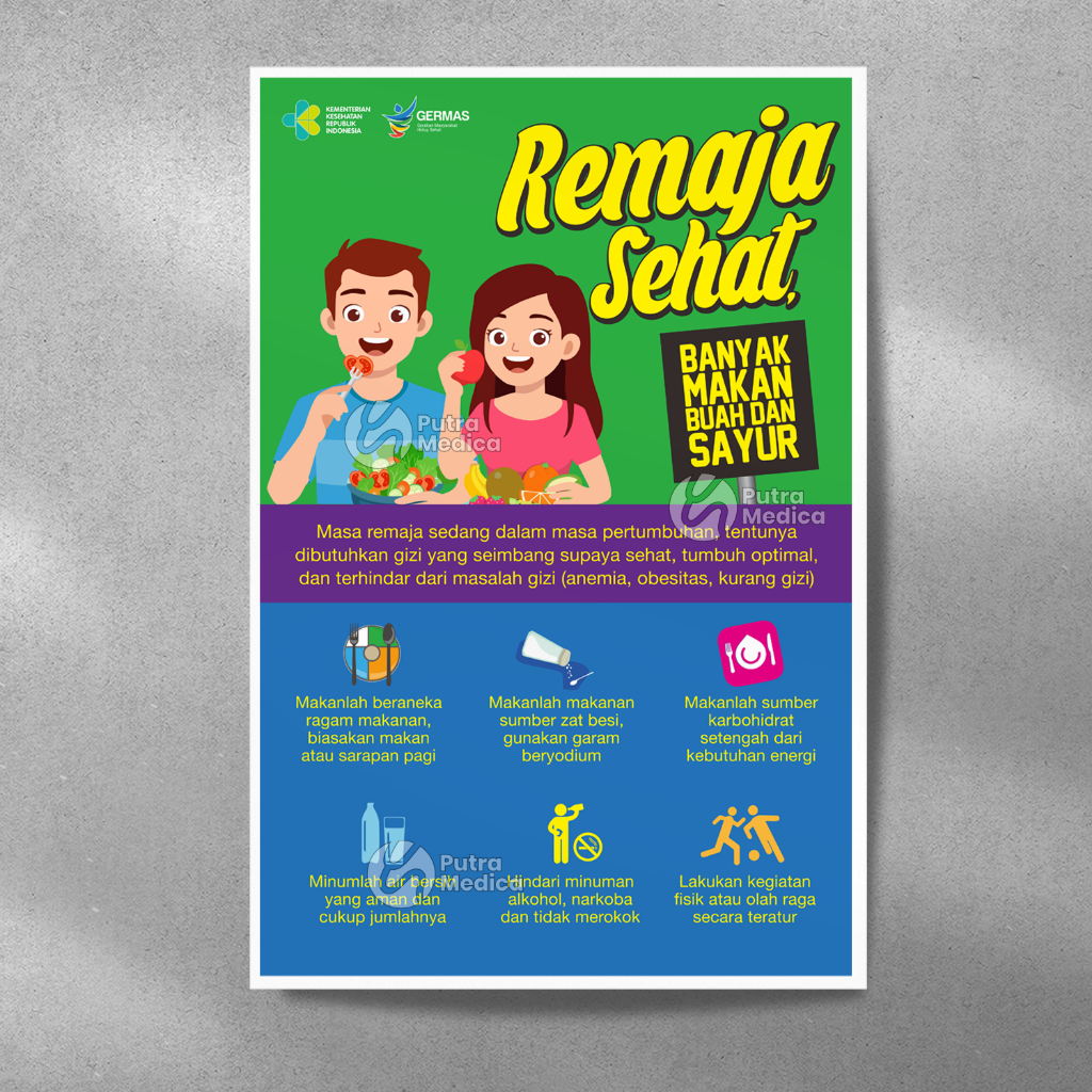 Jual Poster Remaja Sehat A3+ / Gambar Edukasi Tips Mengatur Gaya Hidup ...