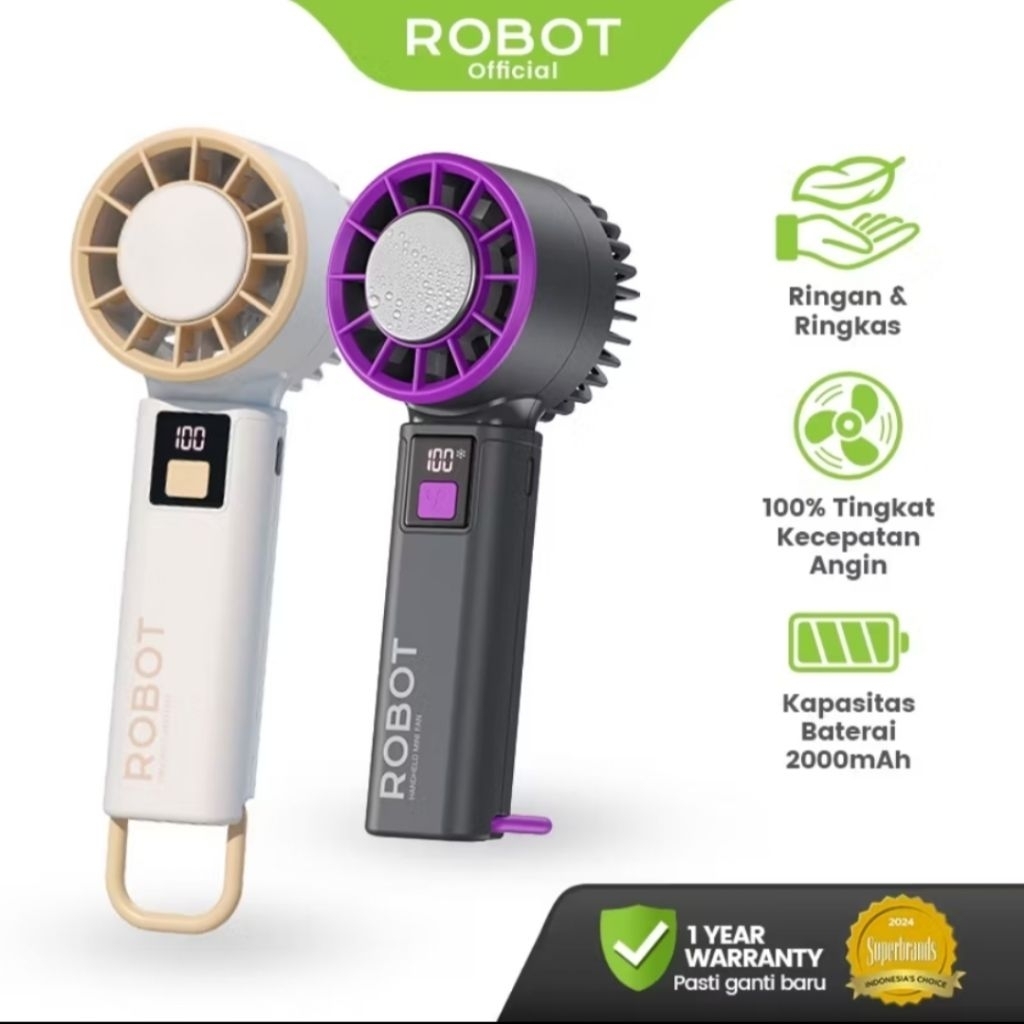 Jual ROBOT RT-HF01 Pro Mini Fan Highspeed Handheld With LED Display ...