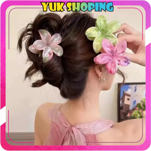 Jual YUKSHOPING Jepit Rambut Wanita Motif Bunga Kamboja Aksesoris ...