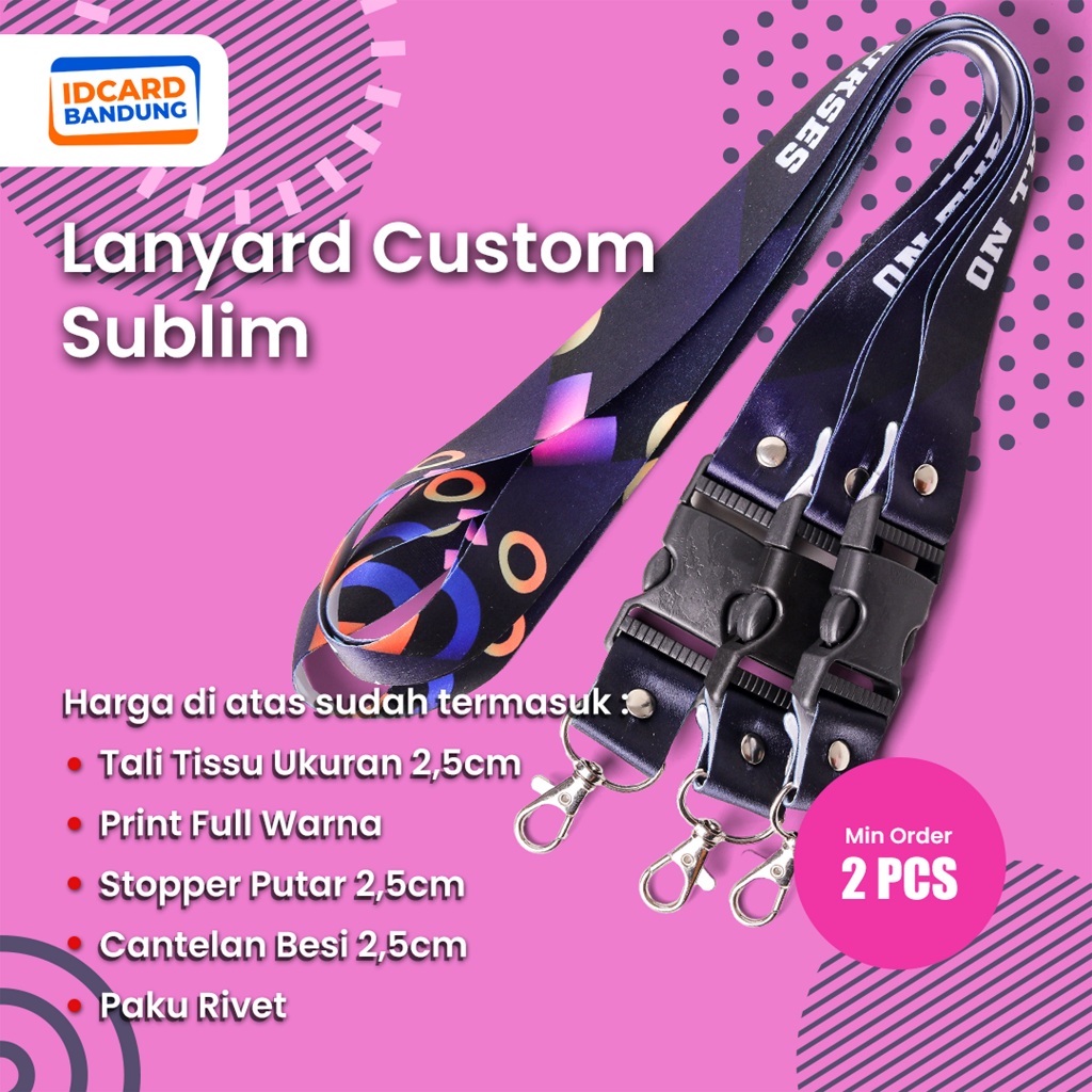 Jual cetak tali lanyard printing 2,5cm sublim tali idcard full color ...
