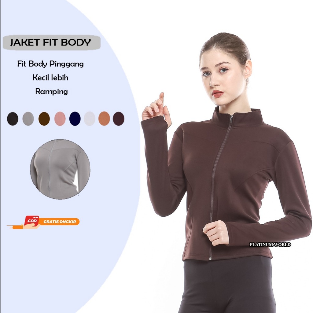 Jual Jaket Olahraga Lengan Panjang Fit Body Wanita Yoga Pilates Lari ...