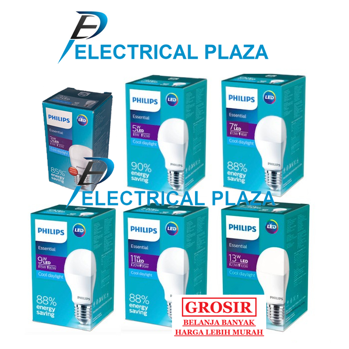 Jual Lampu Philips LED Essential 3W 5W 7W 9W 11W 13W 15W Putih Kuning 3 ...
