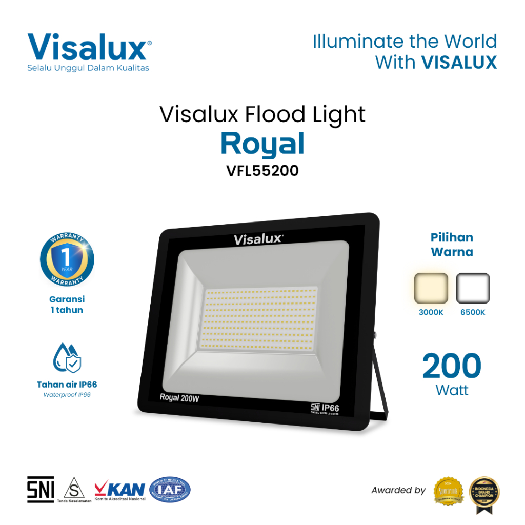 Jual Visalux Lampu Sorot LED Flood Light Royal 200W - Lampu Tembak Cahaya Putih / Kuning (RYL ...