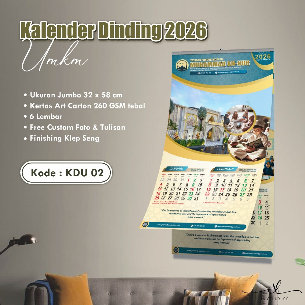 Jual KALENDER DINDING TAHUN 2026 CUSTOM NAMA & FOTO - KALENDER DINDING ...