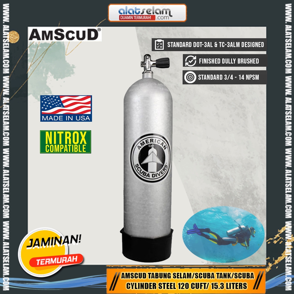 Jual Tabung Scuba AmScuD Scuba Cylinder Steel 120 Cuft/ 15.3 Liters ...