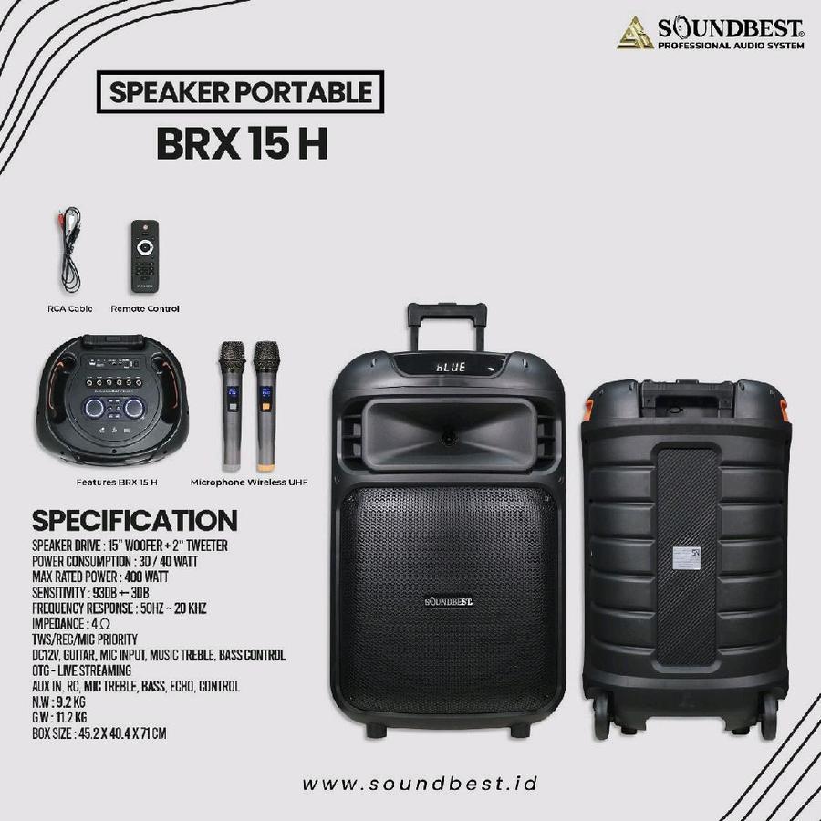 Jual Speaker Portable Wireless Soundbest BRX 15 H Original 15 inch Bluetooth | Shopee Indonesia