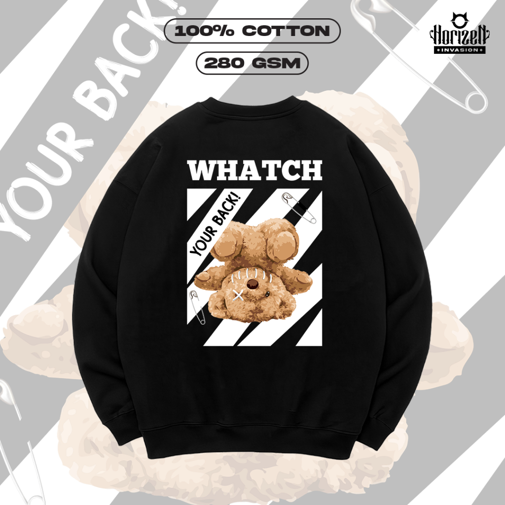Jual Horizen Invasion Crewneck Bear Whatch Your Back - 100% Cotton ...