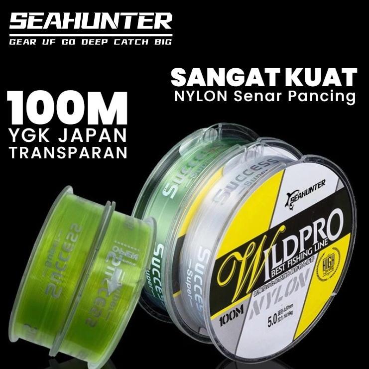 Jual SEAHUNTER Tali Pancing Nilon 100m Senar Pancing Transparan, Anti ...