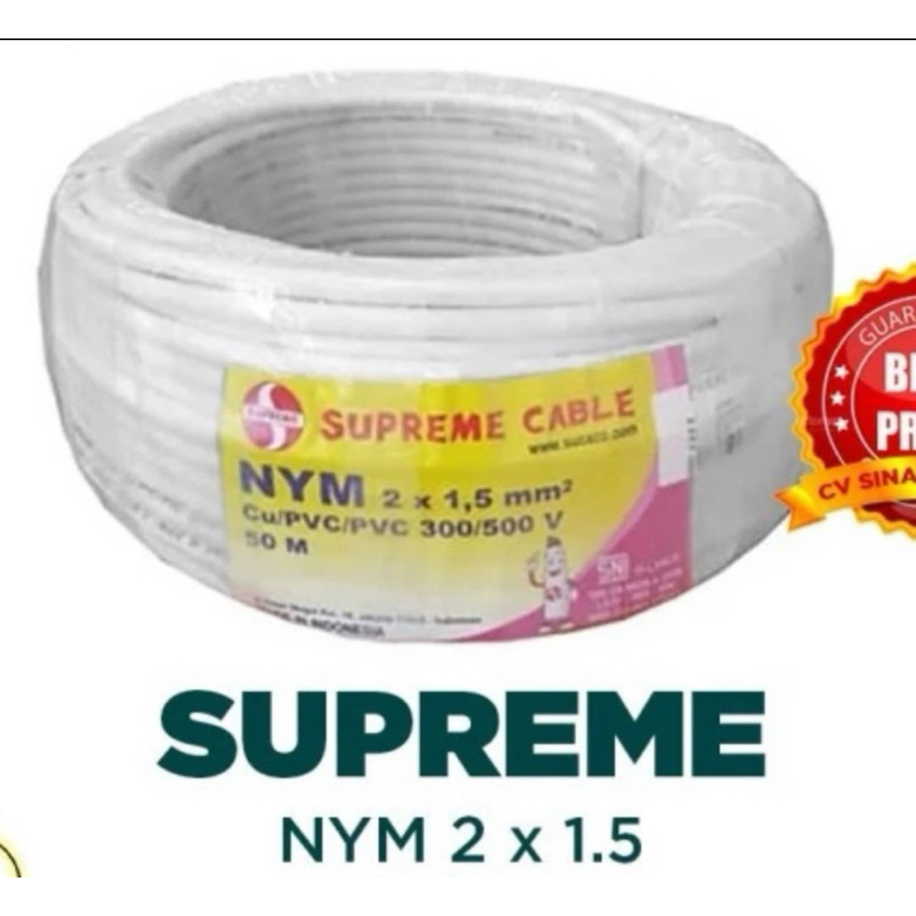 Jual Kabel listrik NYM Supreme Batang kawat 2x1,5mm2 per Meter | Shopee Indonesia