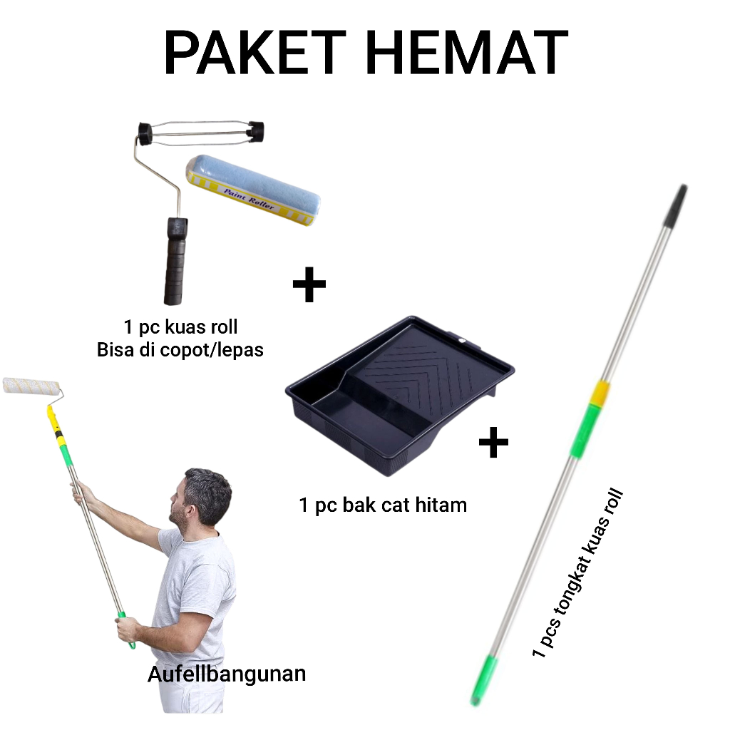 Jual PAKET HEMAT Bak cat plastik PVC + kuas roll 9 inci / kuas roll ...