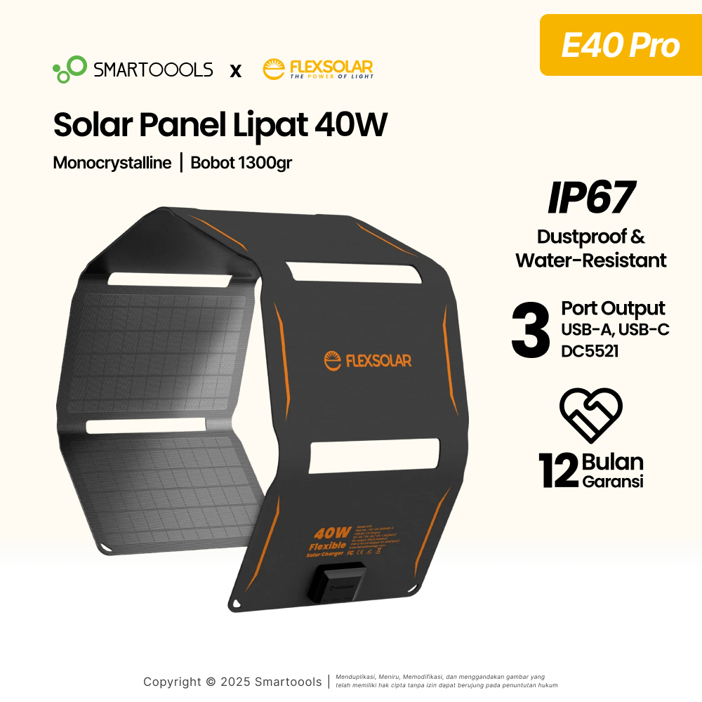 Jual Solar Panel Lipat Flexsolar E40 Pro 40W Foldable USB Charger ...