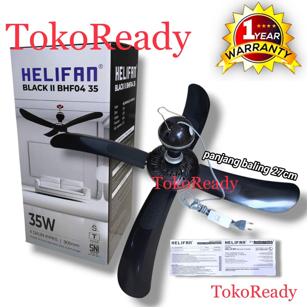 Jual Helifan Black 2 Kipas Angin Gantung 35watt 35w / 35 watt 35 W ...