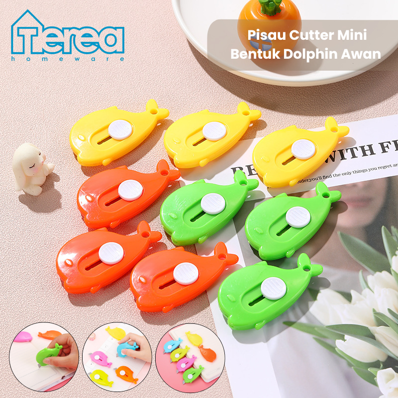 Jual TEREA Pisau Cutter Mini Bentuk Dolphin Awan / Alat Bantu Potong ...