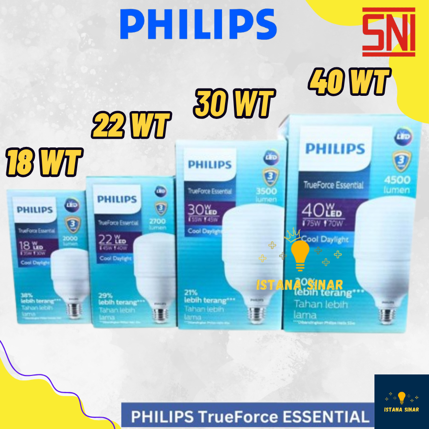 Jual Lampu PHILIPS TrueForce Esential Putih Watt Besar 18 22 30 40 W Watt LED philips Essential ...