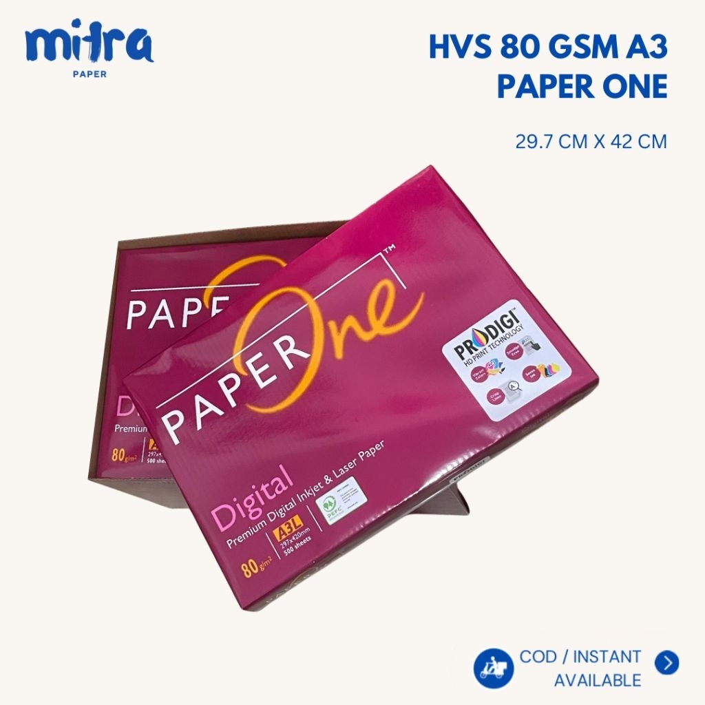 Jual PaperOne Kertas A3 80gr Digital 1 Rim (500 lembar) Kertas HVS A3 Kertas Fotocopy | Shopee ...