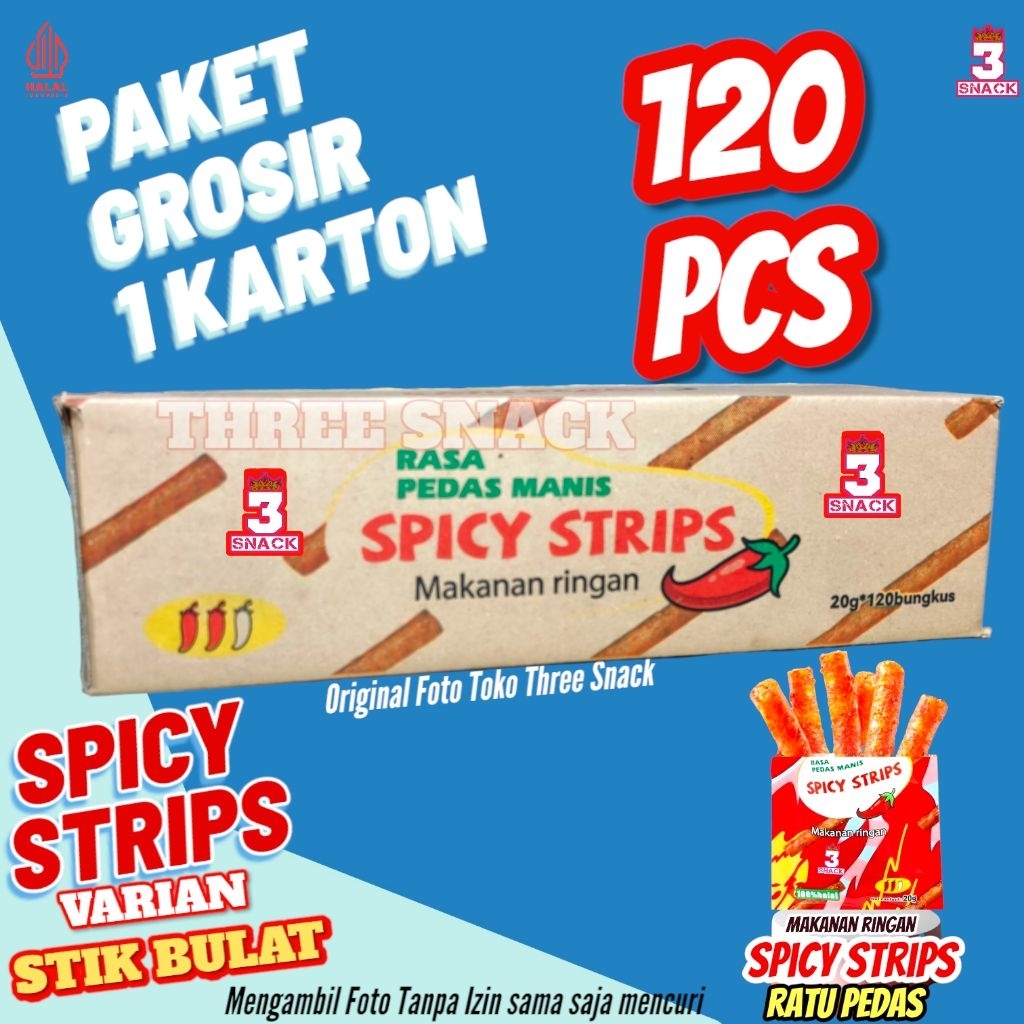 Jual PAKET GROSIR 1 KARTON SNACK RATU PEDAS SPICY STRIP ISI -/+ 120 ...