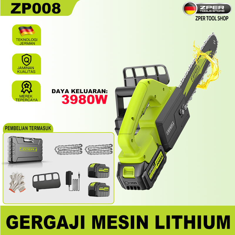 Jual ZPER 12‘’ / 16‘’ Cordless Chainsaw Gergaji Mesin Lithium Gergaji ...