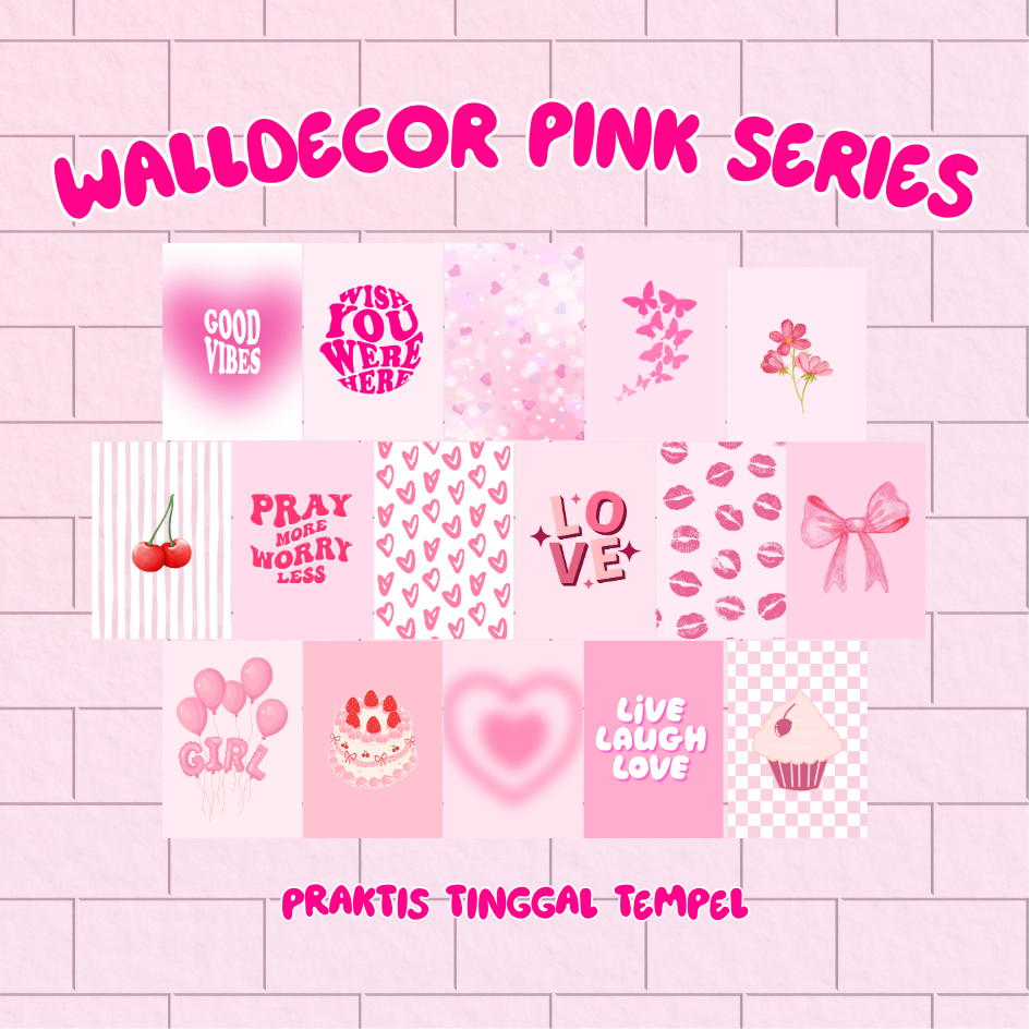 Jual Poster Hiasan Dinding Walldecor Wallpaper Aesthetic Lucu Pink ...