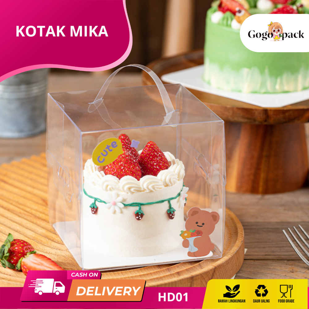 Jual Gable Box Mika / Kotak Mika Kue Ulang Tahun Transparan / Cake Box ...