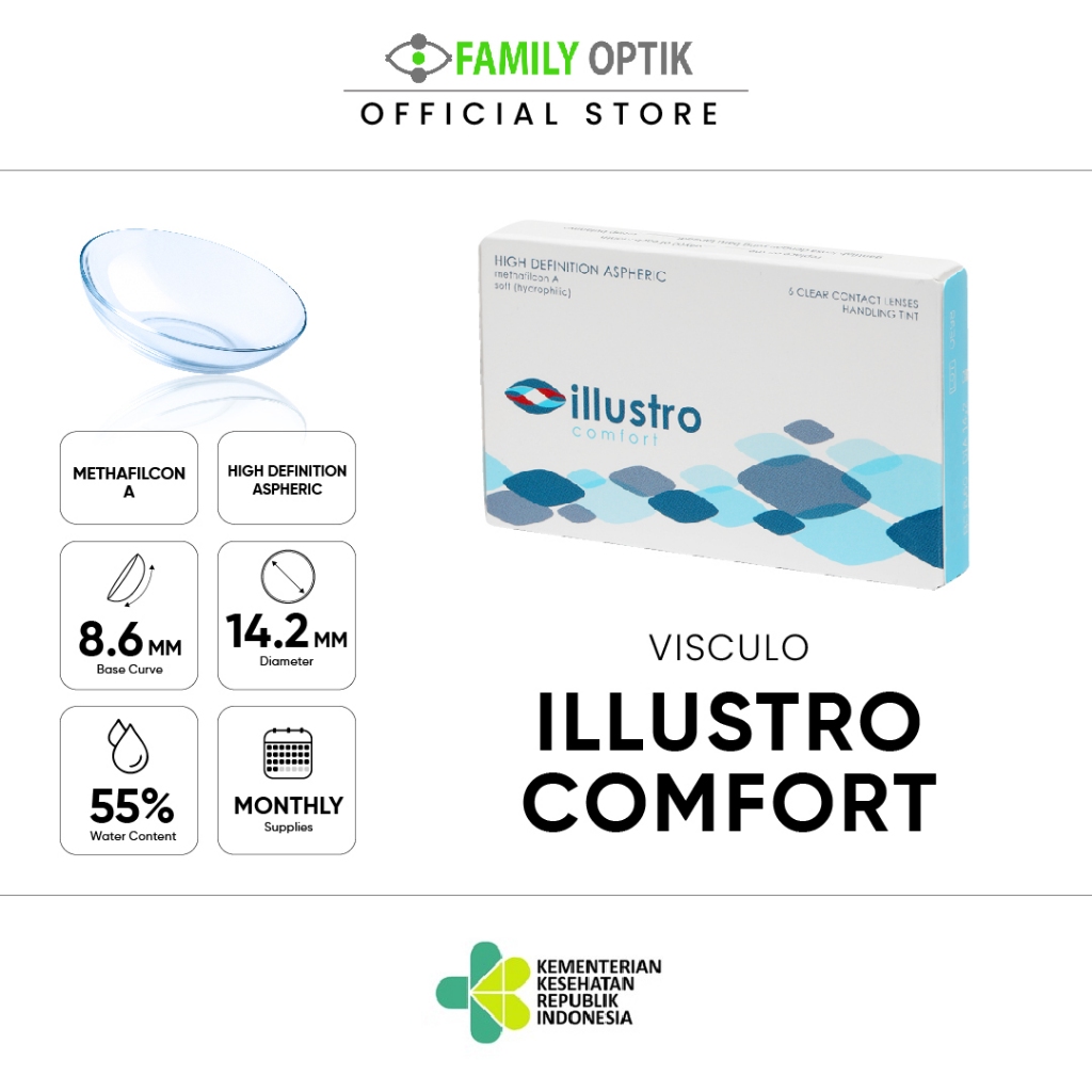 Jual Illustro Comfort 3 Pasang Softlens Minus Bening Soft Lens Monthly ...